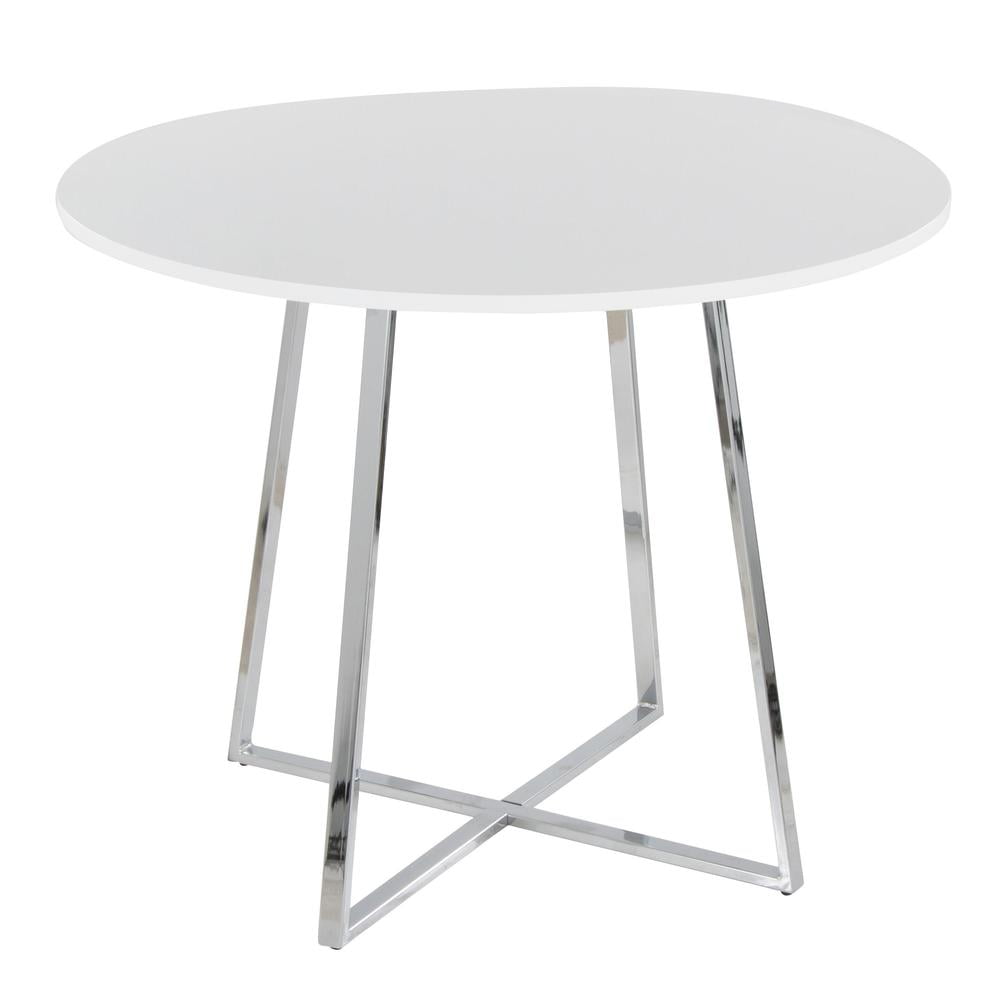 LumiSource Chrome Metal, White MDF Canary Cosmo Dining Table - Walmart.com