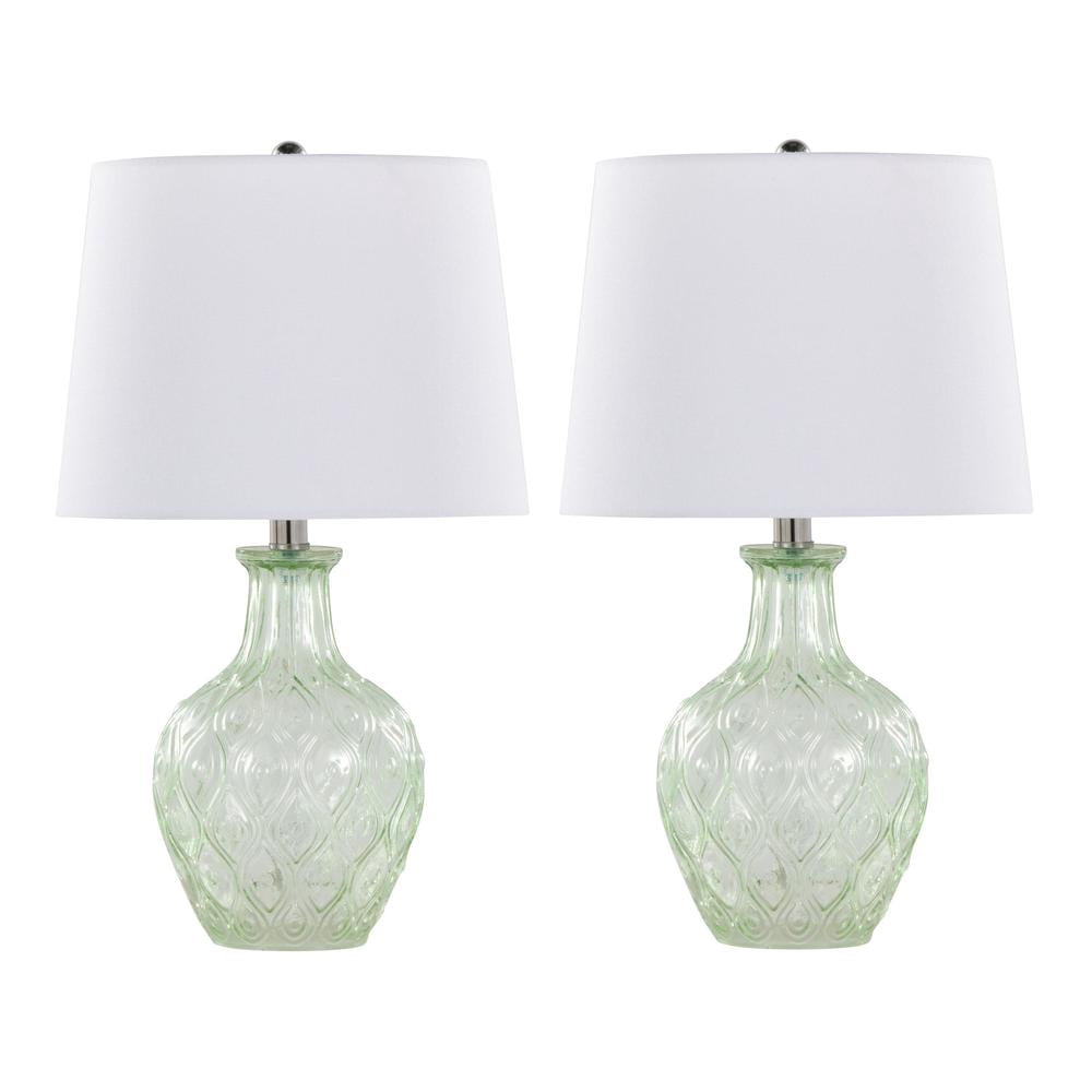 LumiSource Clear Gloria Round 20" Glass Accent Lamp - Set of 2 ...