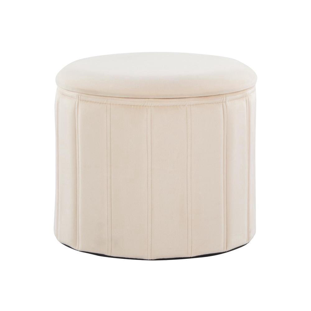 LumiSource Cream Velvet Lindsey Storage Ottoman - Walmart.com