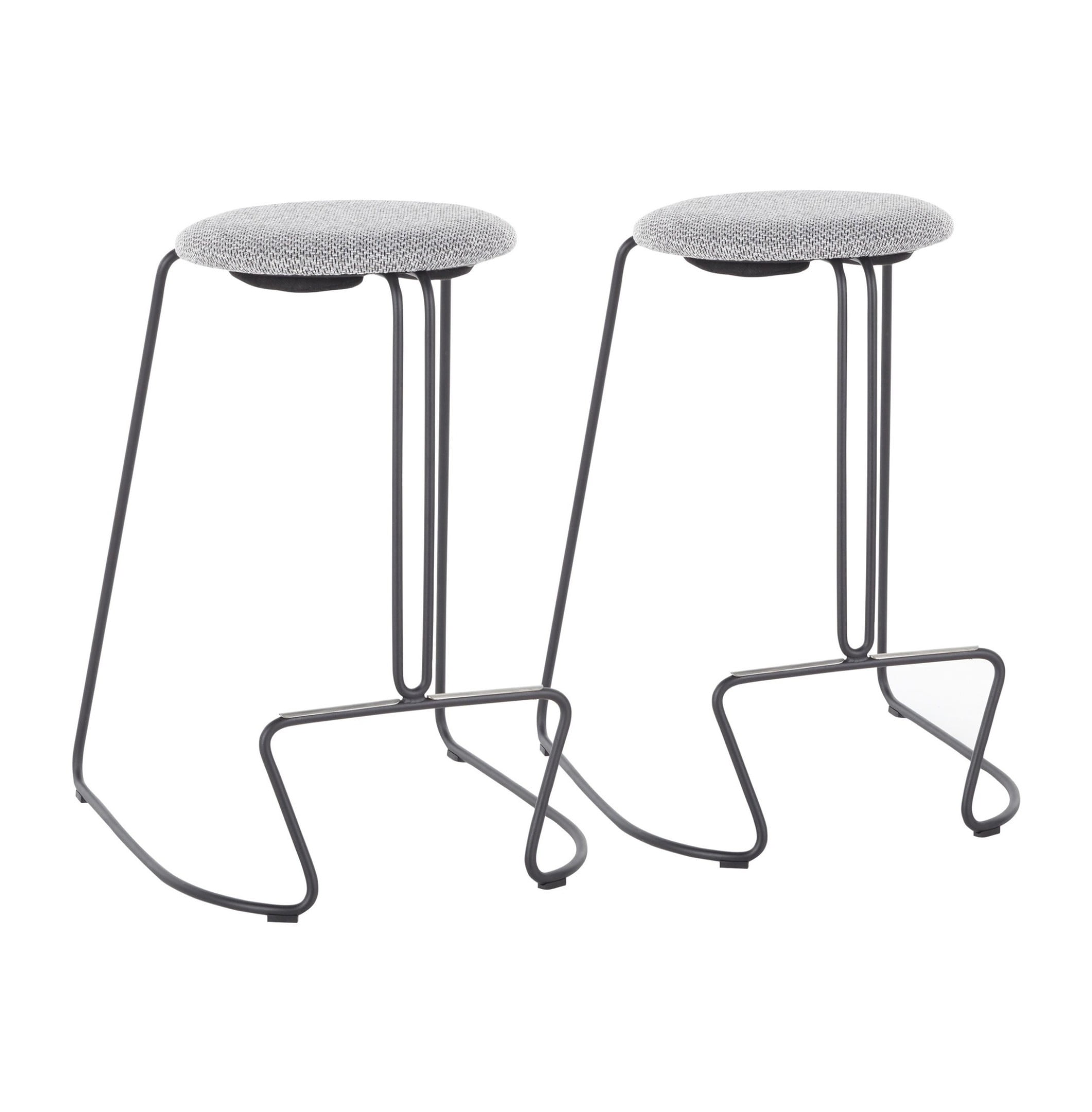 LumiSource Finn Counter Stool - Set of 2, Black Steel & Charcoal Fabric ...