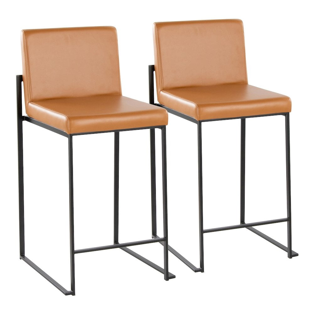 LumiSource Fuji High Back 26" Fixed-Height Barstool - Set of 2 - Walmart.com