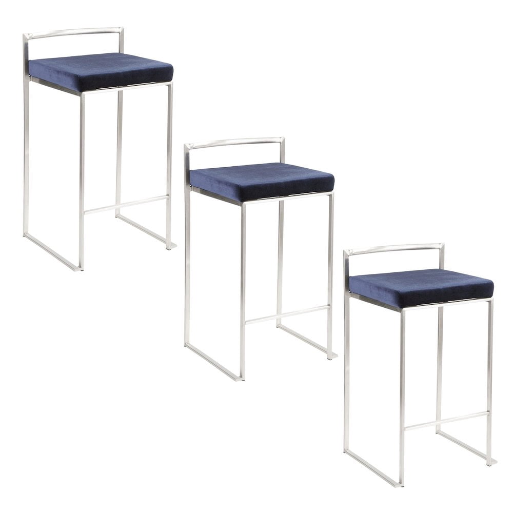 LumiSource Fuji Stacker 26" Fixed-Height Counter Stool - Set of 3 ...