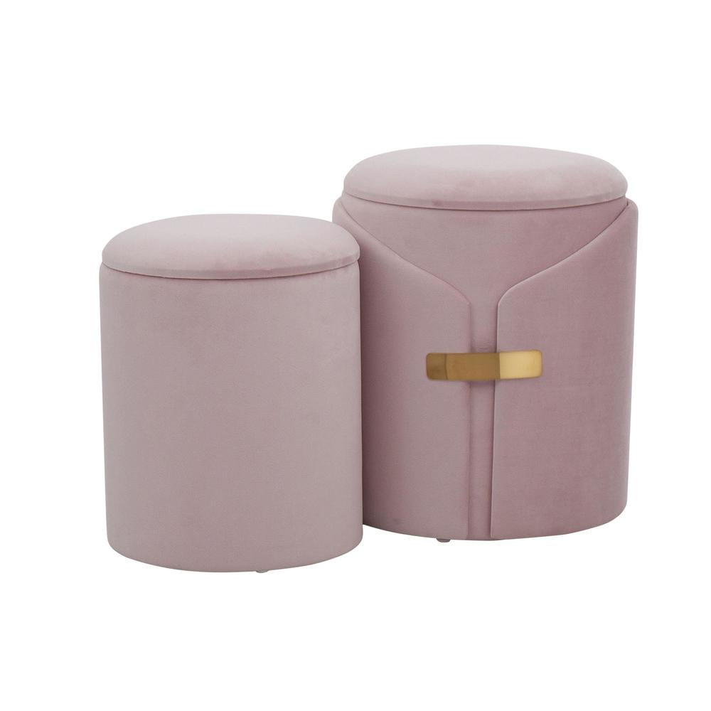 LumiSource Gold Metal, Blush Pink Velvet Dahlia Ottoman Set - Walmart.com