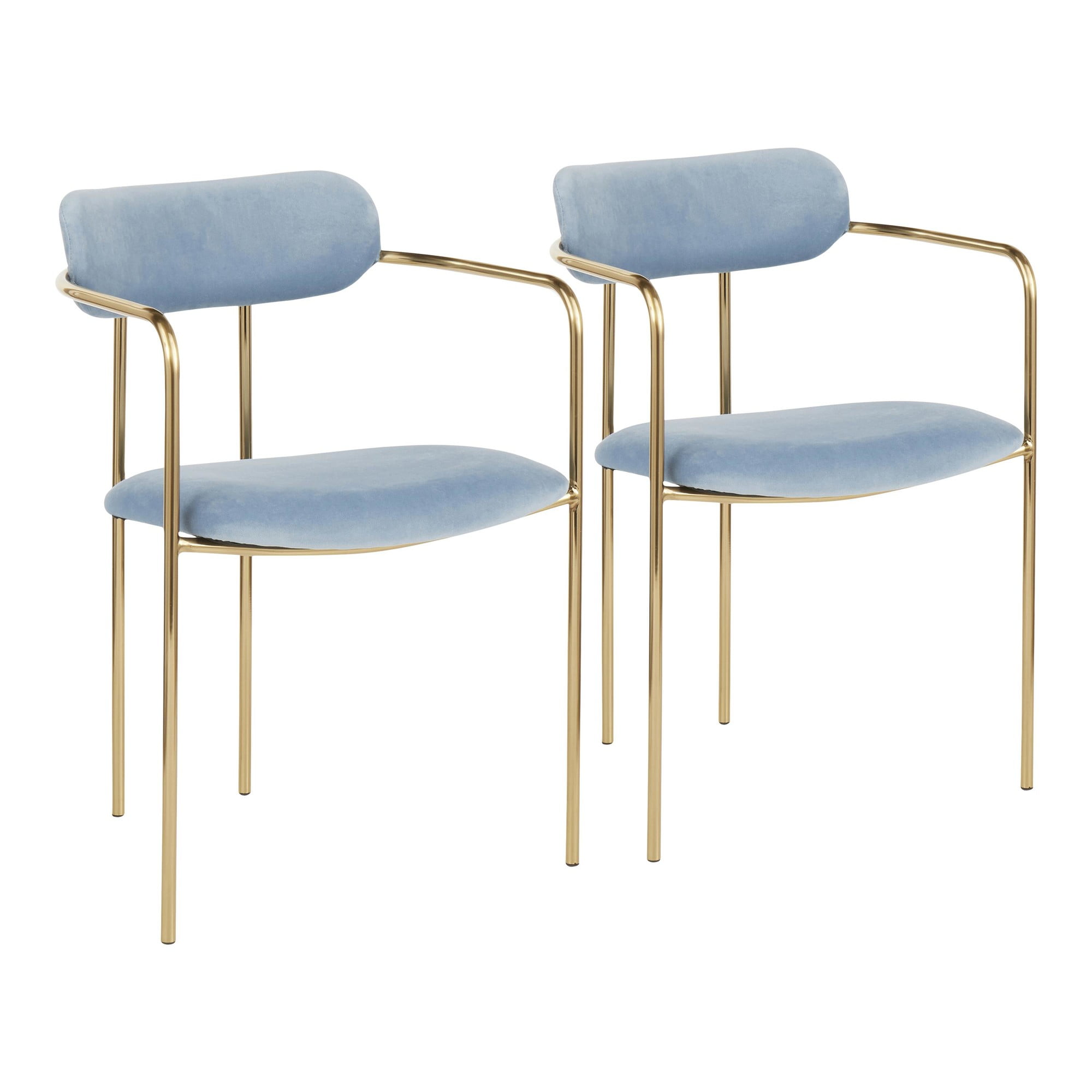 Set of 2 Baby Blue and Gold Demi Contemporary Chair 30.50" - Walmart.com