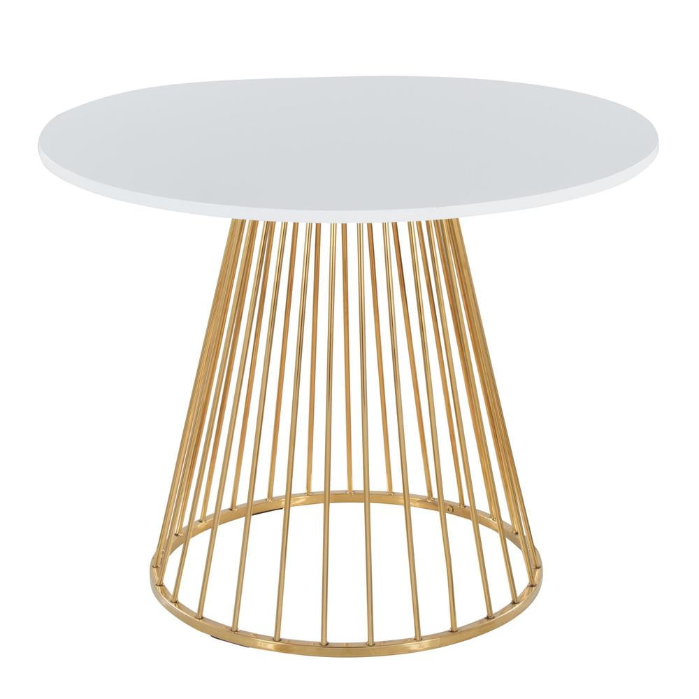 LumiSource Gold Metal, White MDF Canary Cosmo Dining Table - Walmart.com