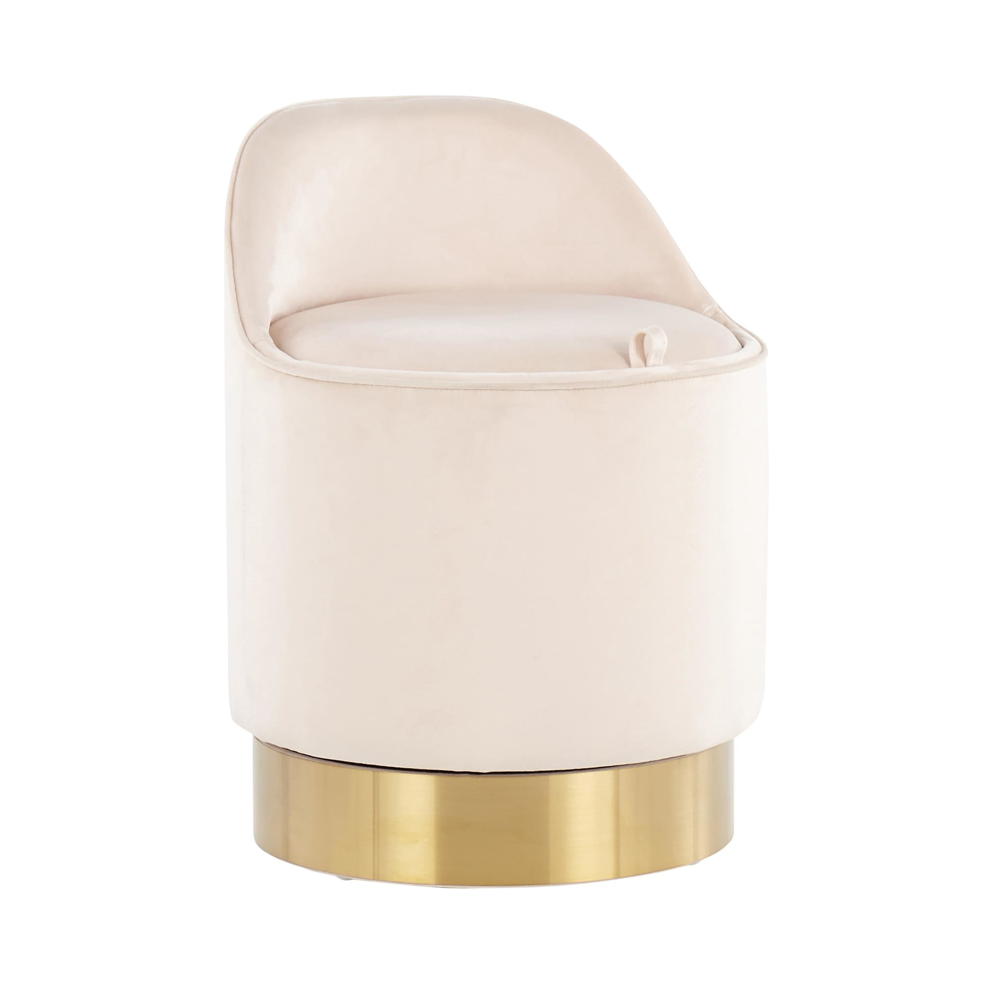Lumisource Marla Contemporary/Glam Vanity Stool in Gold Steel and Cream ...
