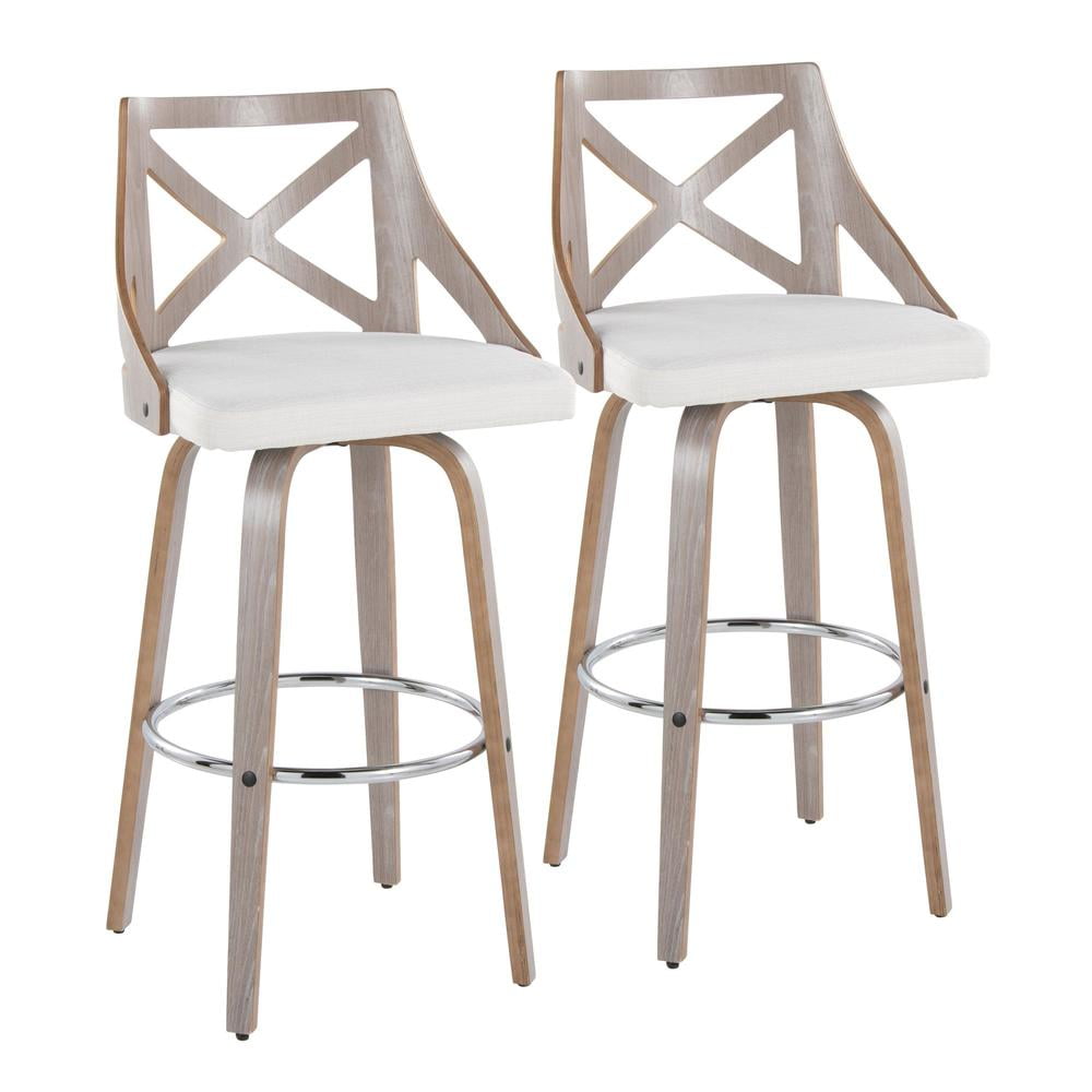 LumiSource Grey Charlotte 30" Fixed-Height Barstool - Set of 2 - Walmart.com