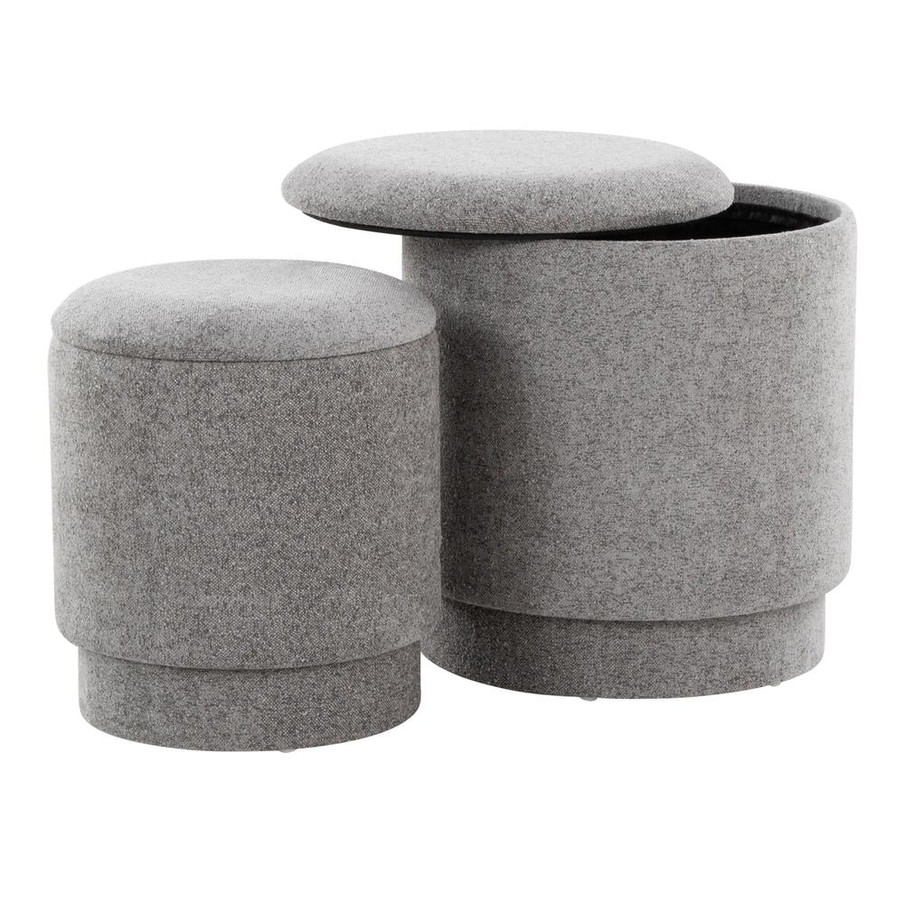 LumiSource Grey Fabric Marla Upholstered Ottoman Set - Walmart.com
