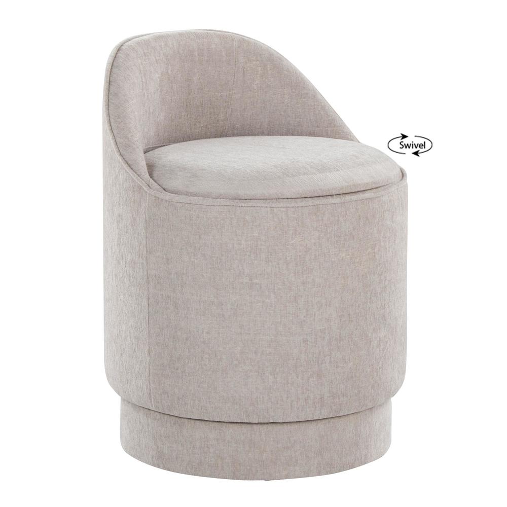 LumiSource Grey Fabric Marla Upholstered Vanity Stool - Walmart.com