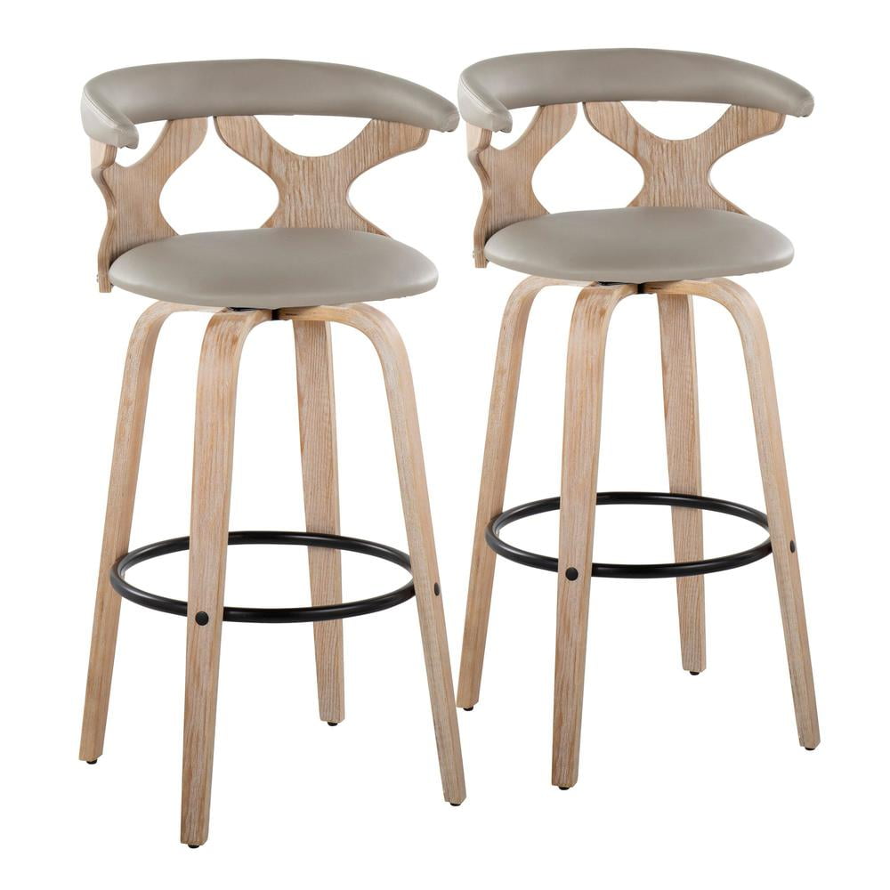 LumiSource Grey Gardenia 30" Fixed-Height Barstool - Set of 2 - Walmart.com