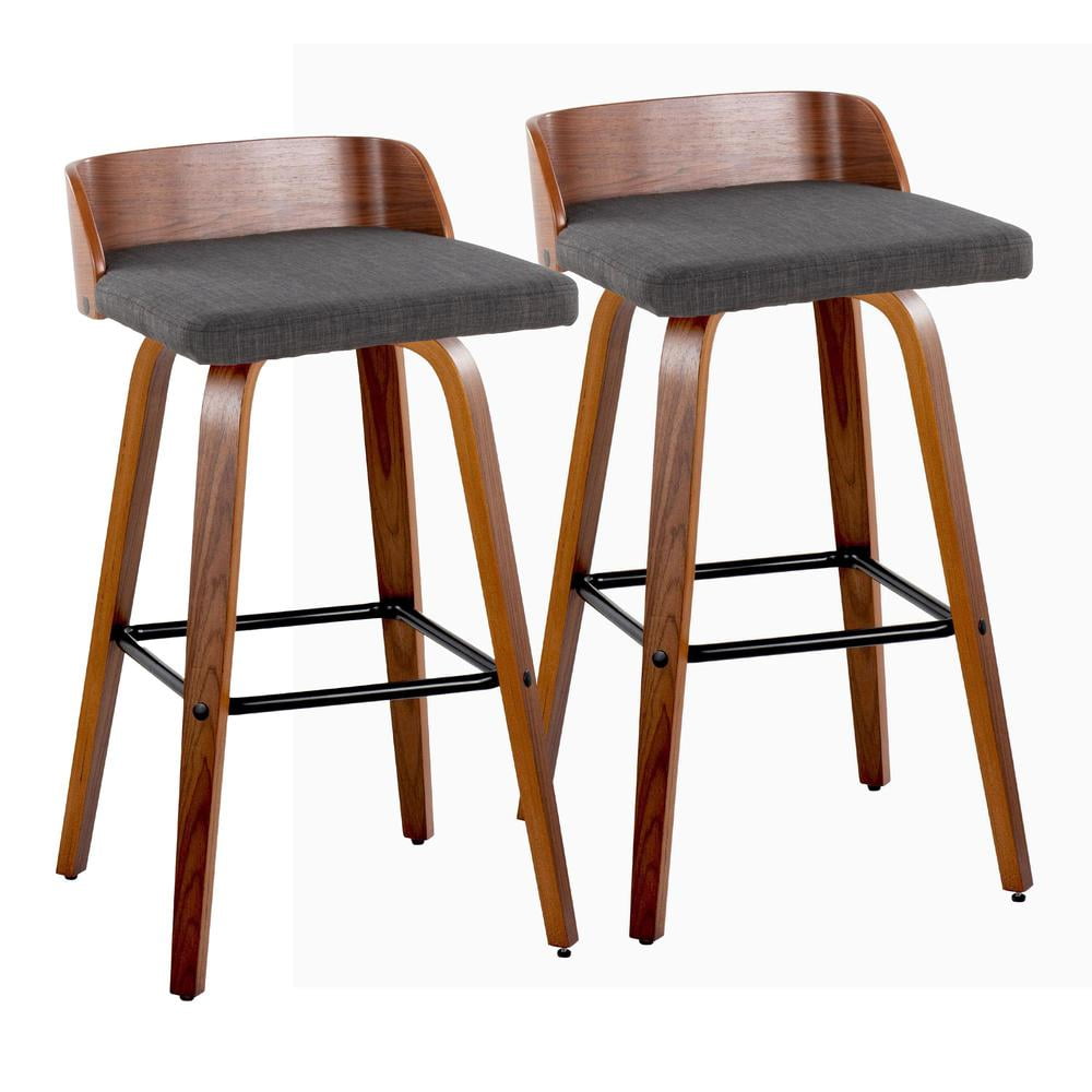LumiSource Grey Maya 30" Fixed-Height Barstool - Set of 2 - Walmart.com