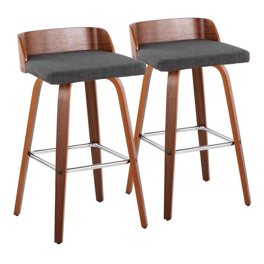 LumiSource Grey Maya 30" Fixed-Height Barstool - Set of 2 - Walmart.com