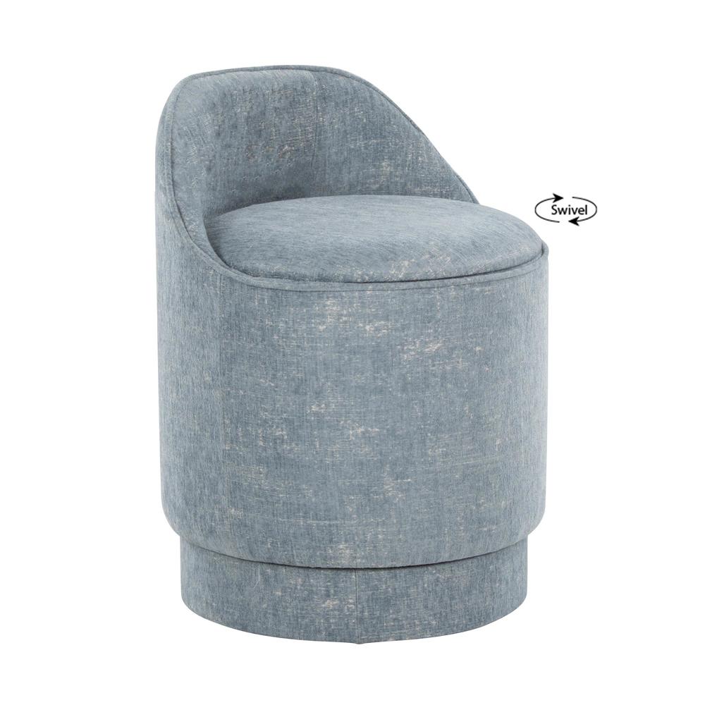 LumiSource Light Blue Fabric Marla Upholstered Vanity Stool - Walmart.com