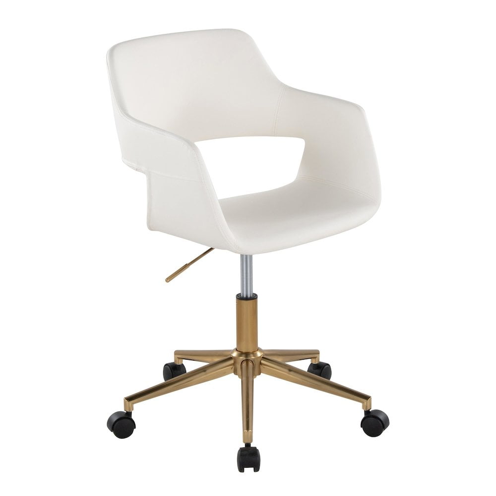 LumiSource Margarite Task Chair in Gold Metal, White PU color - Walmart.com