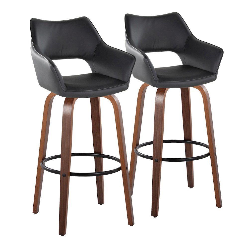 Mustang 30" Fixed-Height Barstool Set of 2, Bar Stools Swivel, Bar ...