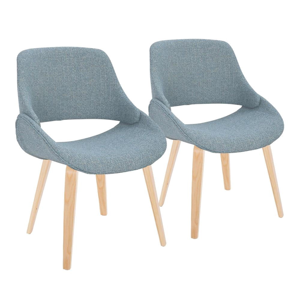LumiSource Natural Wood, Blue Fabric Fabrico Chair - Set of 2 - Walmart.com