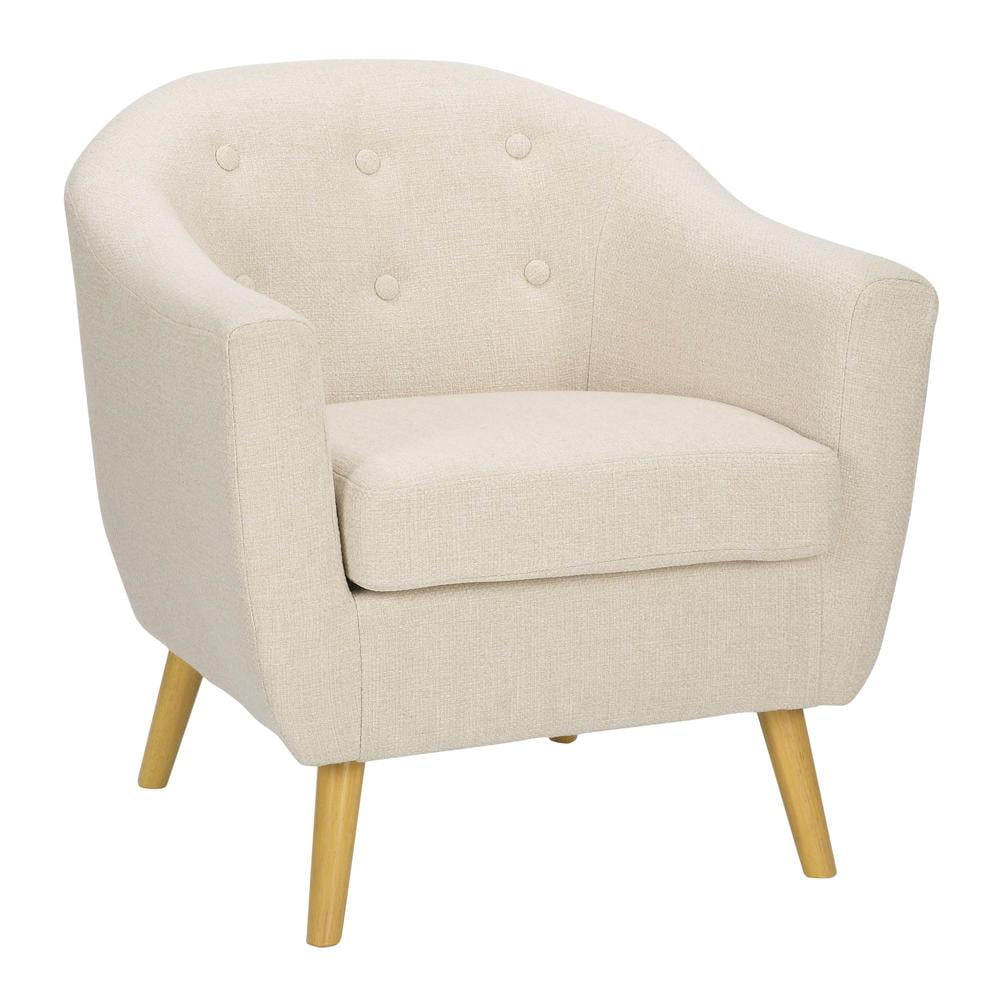 Rockwell Chair, Fabric Arm Chair, Cream Accent Chair for Living Room ...