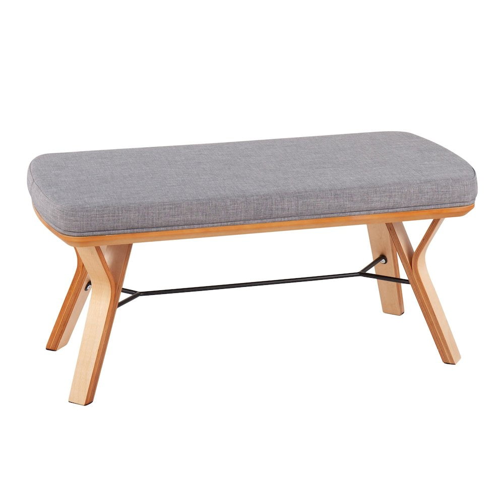 LumiSource Natural Wood, Light Grey Fabric Folia Bench - Walmart.com