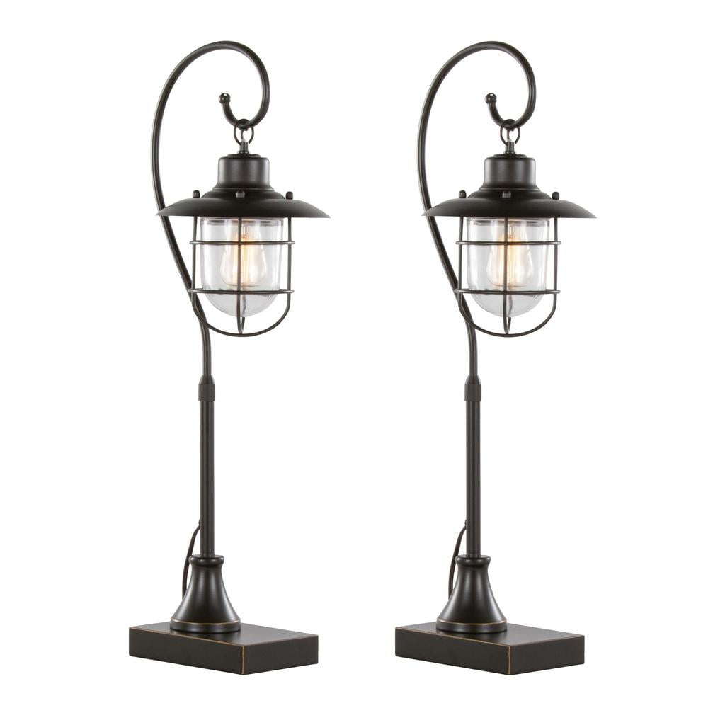 LumiSource Oil Rubbed Bronze, Clear Glass Landen 33" Metal Task Lamp ...