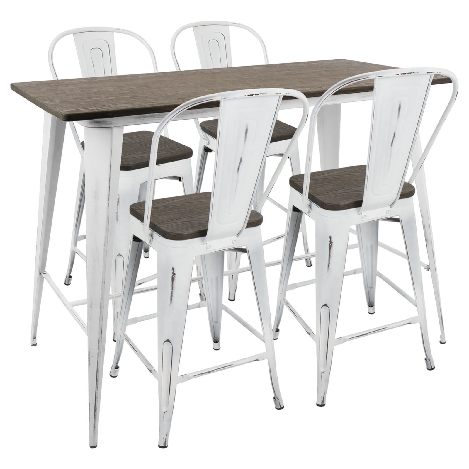 LumiSource Oregon 5 Piece High Back Counter Dining Table Set - Walmart.com