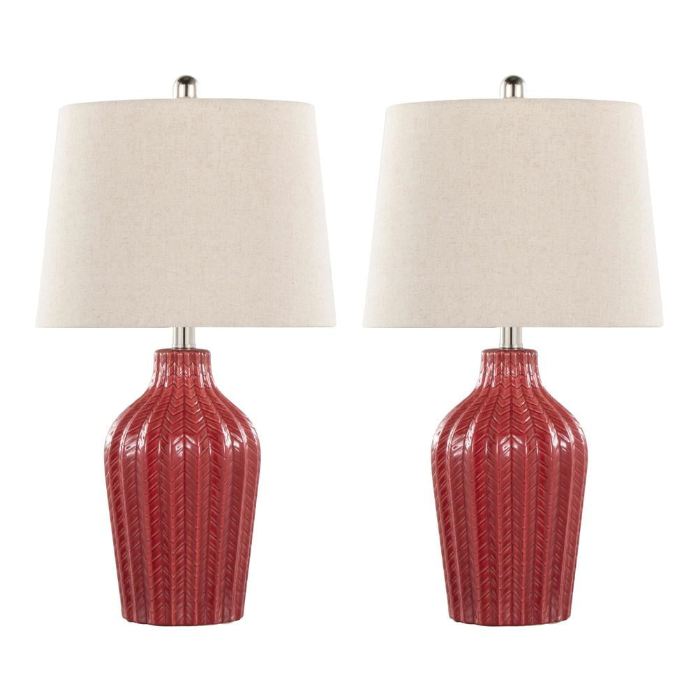 LumiSource Red Rockwell 23" Ceramic Table Lamp - Set of 2 - Walmart.com