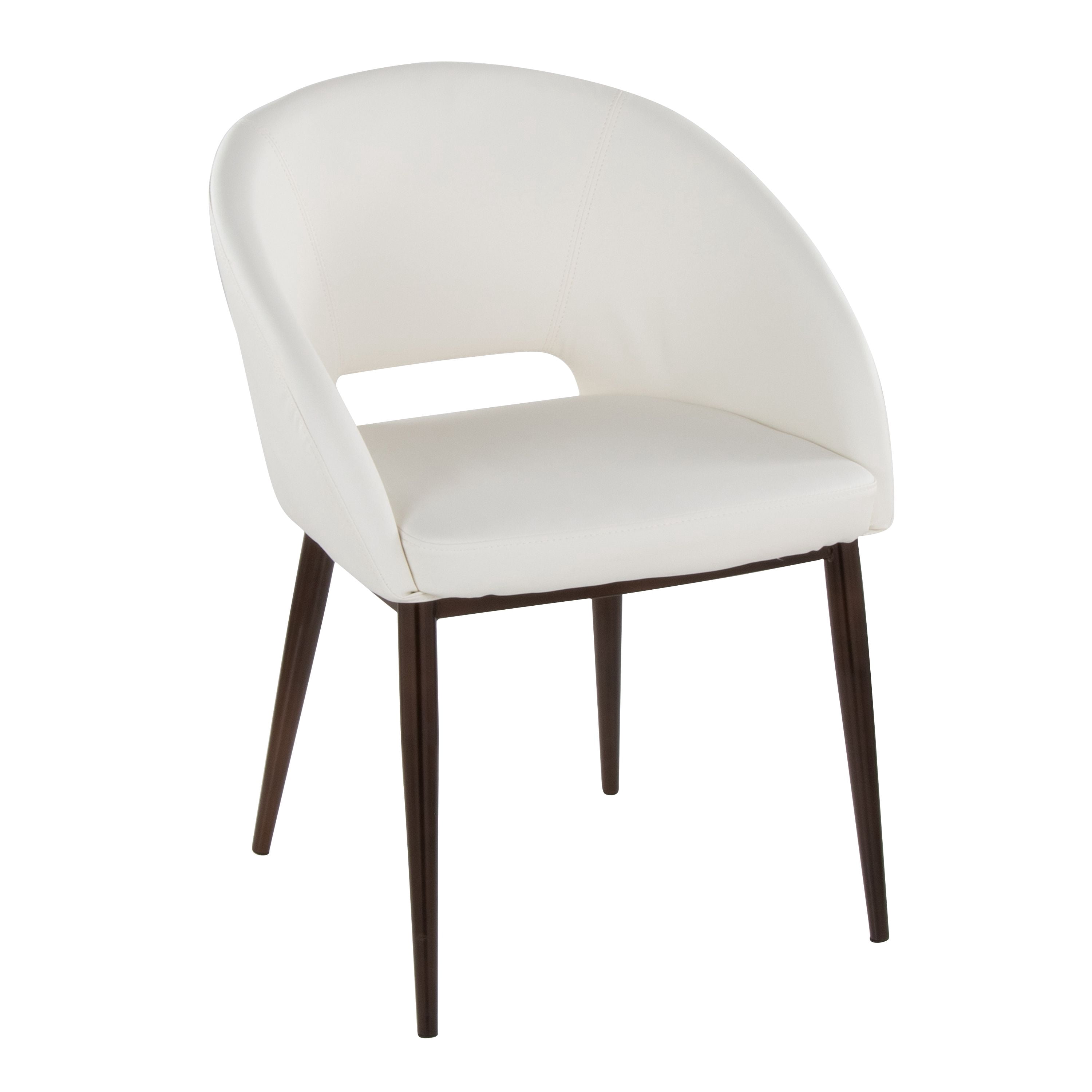 LumiSource Renee Contemporary Chair - White Faux Leather & Copper Metal ...
