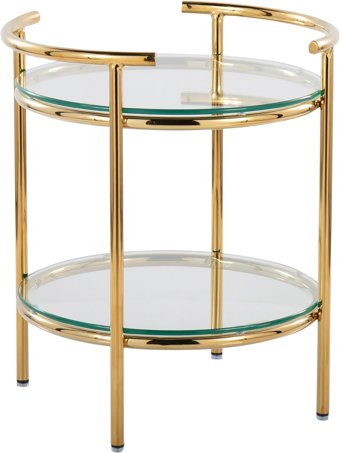 LumiSource Rhonda Side Table, Gold Accent Table, Glass End Table, Round ...