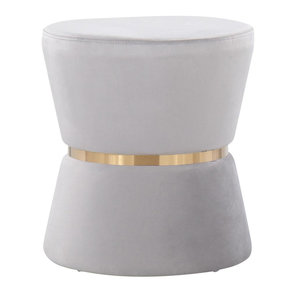 LumiSource Silver Velvet, Gold Metal Gemma Ottoman - Walmart.com