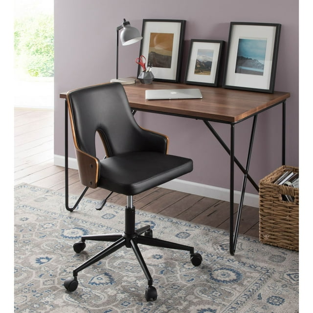 LumiSource Stella Modern Desk Upholstered Wooden Computer Chair with ...