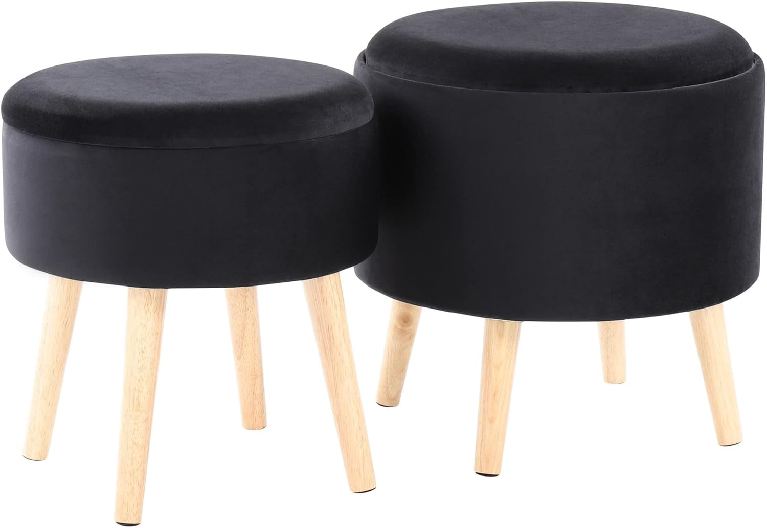 LumiSource Tray Storage Ottoman Set, Small Ottoman, Round Ottoman Foot ...