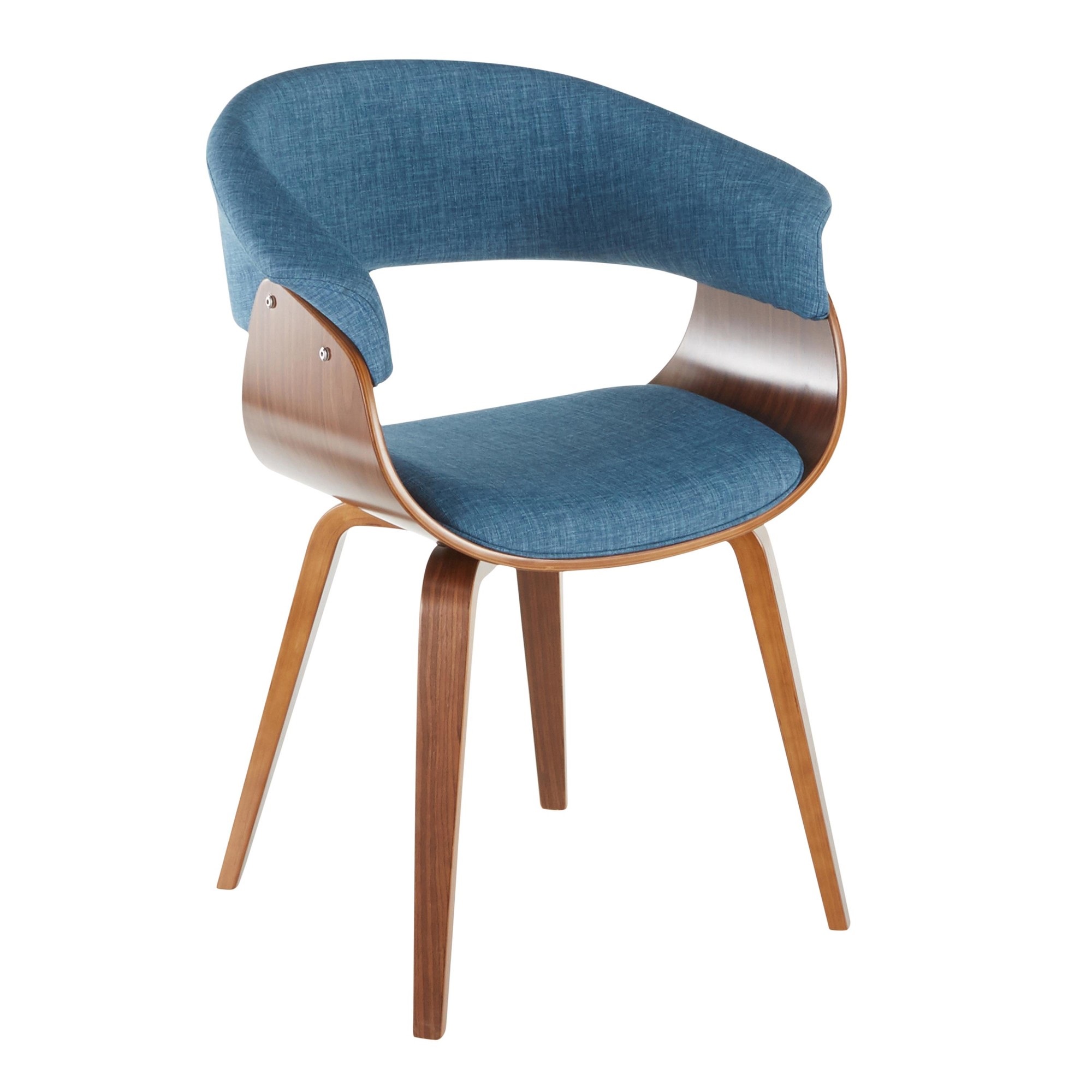 LumiSource Vintage Mod Chair, Walnut/Blue - Walmart.com