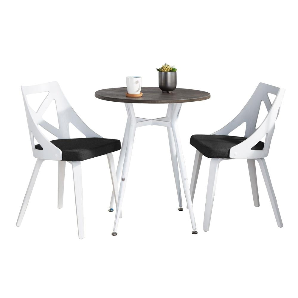 LumiSource White Clara-Charlotte Round Dinette Set - 3 Piece - Walmart.com