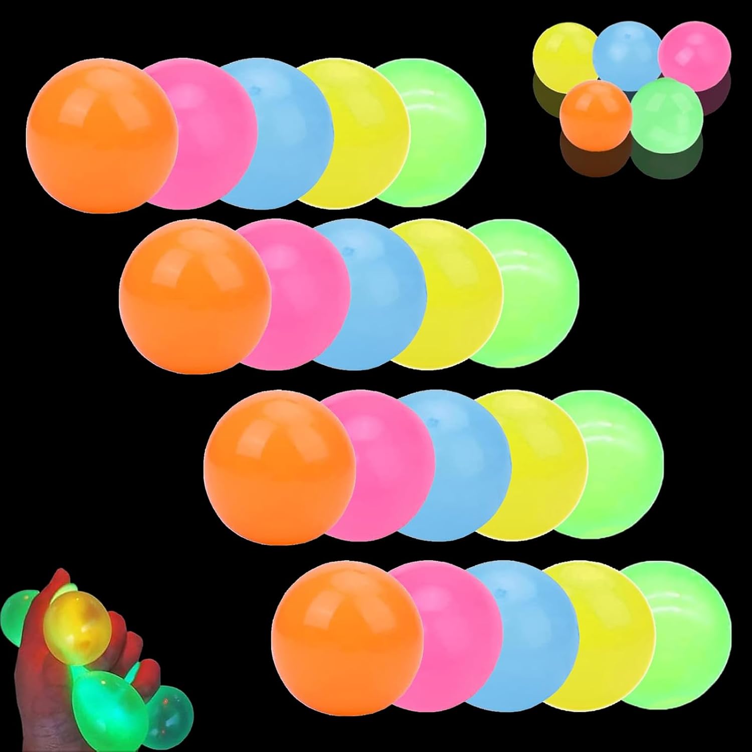 Lumiballs, Glow in The Dark Sticky Balls, Glow in The Dark That Stick ...