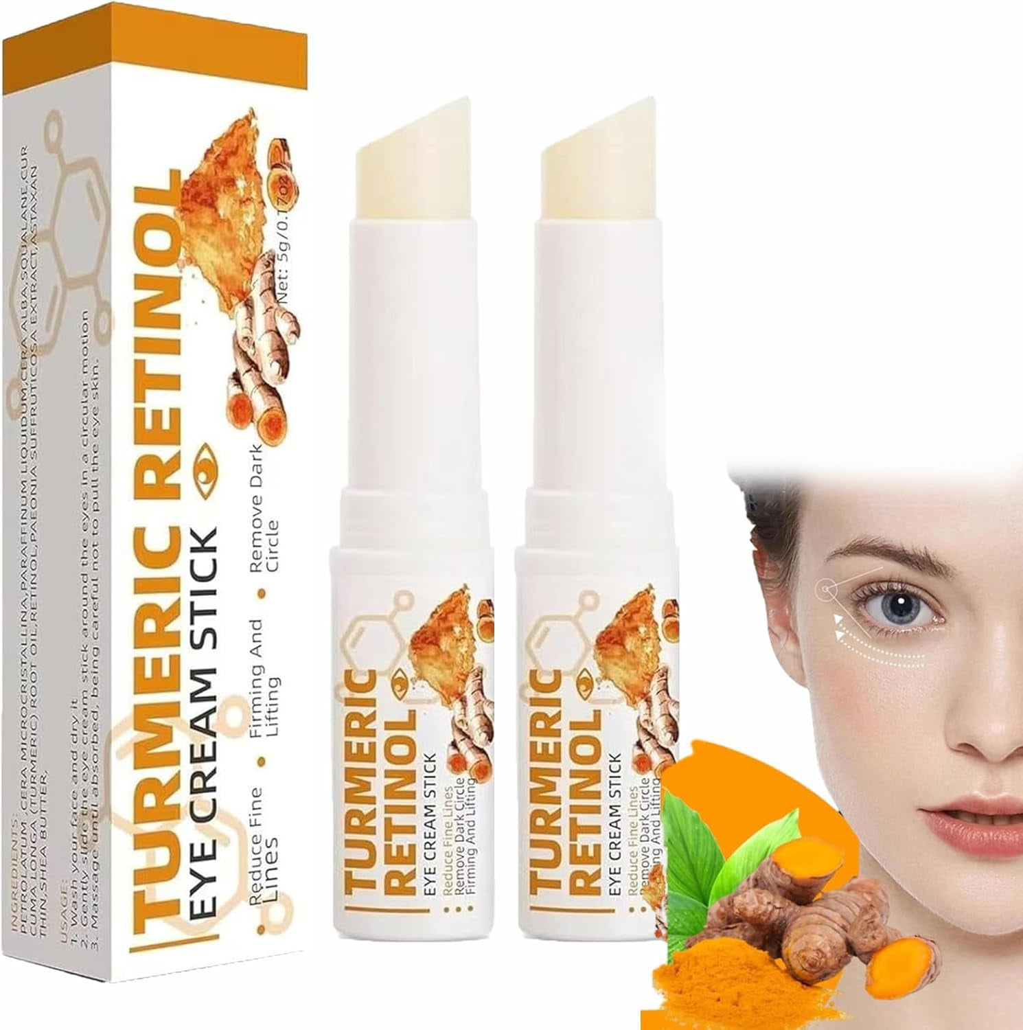 Lumibalm, Lumibalm Eye Bags, Turmeric Eye Cream Stick, Turmeric Retinol ...