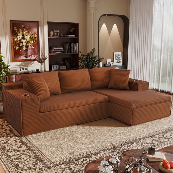 Lumihaven 110" L Shaped Modular Sectional Sofa 3 Seat Cloud Sectional ...