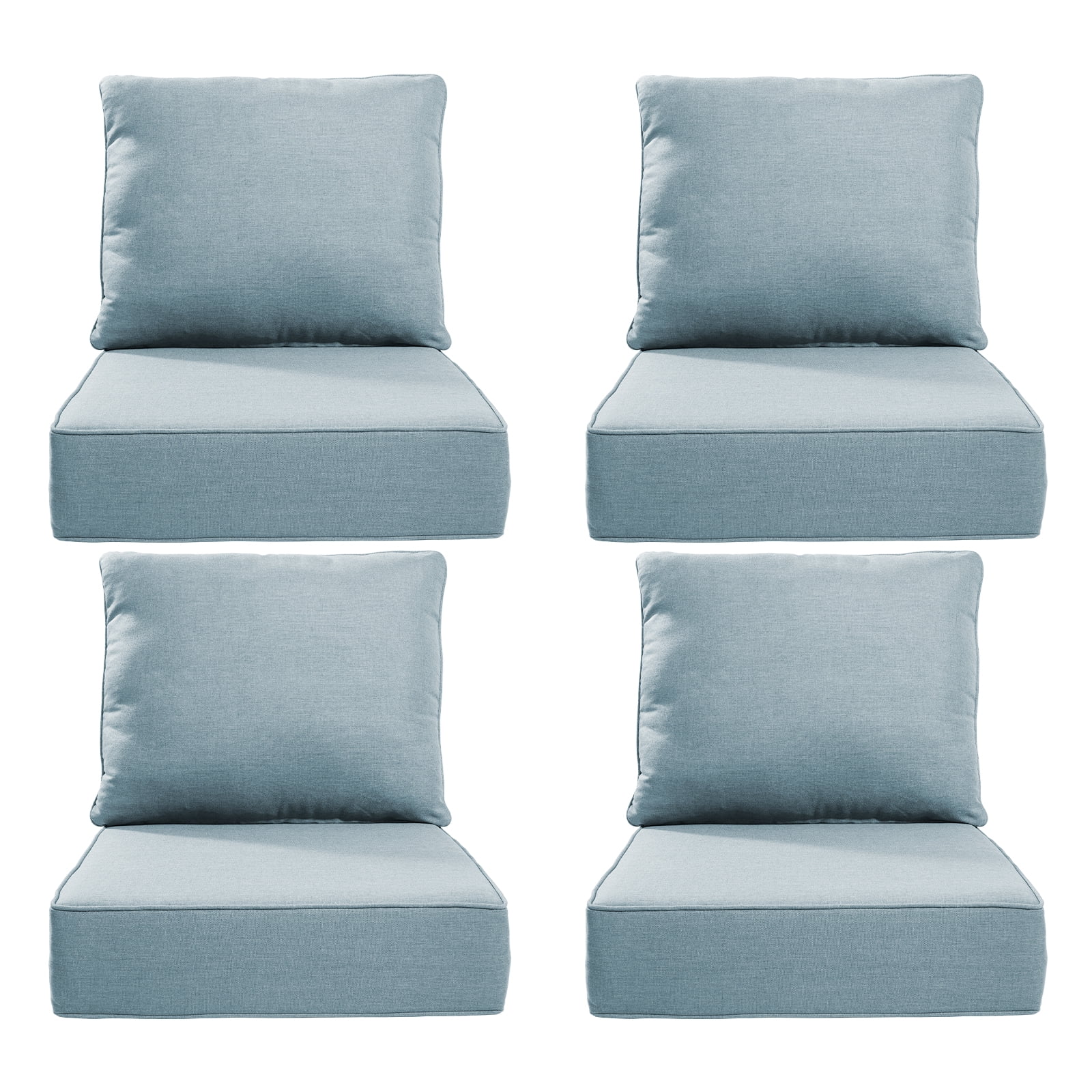 24" x 22" x 6" Outdoor Seat and Back Cushion, Pack of 4, Replacement ...