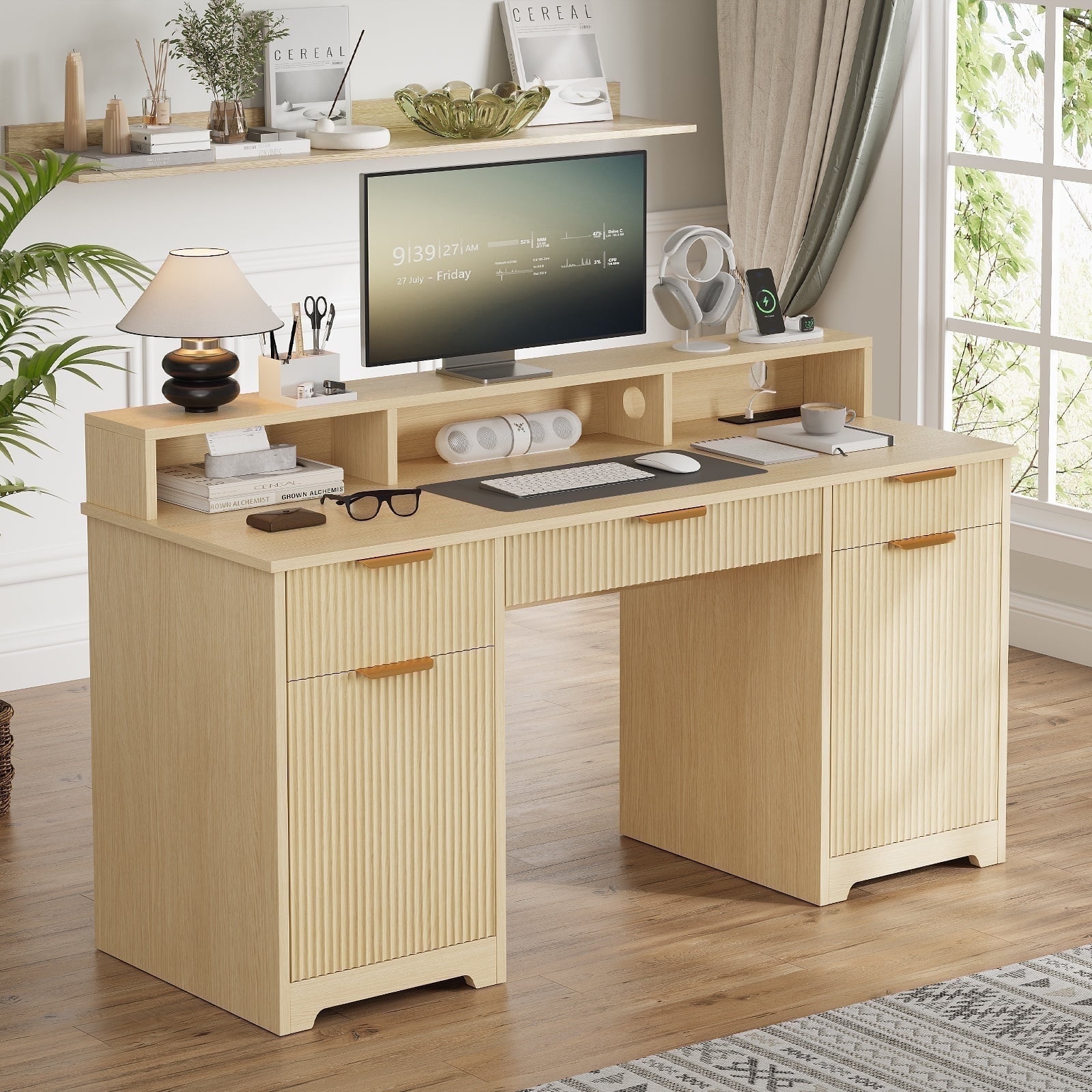 Lumiinofami 59" Executive Office Desk Computer Writing Desk Laptop PC ...