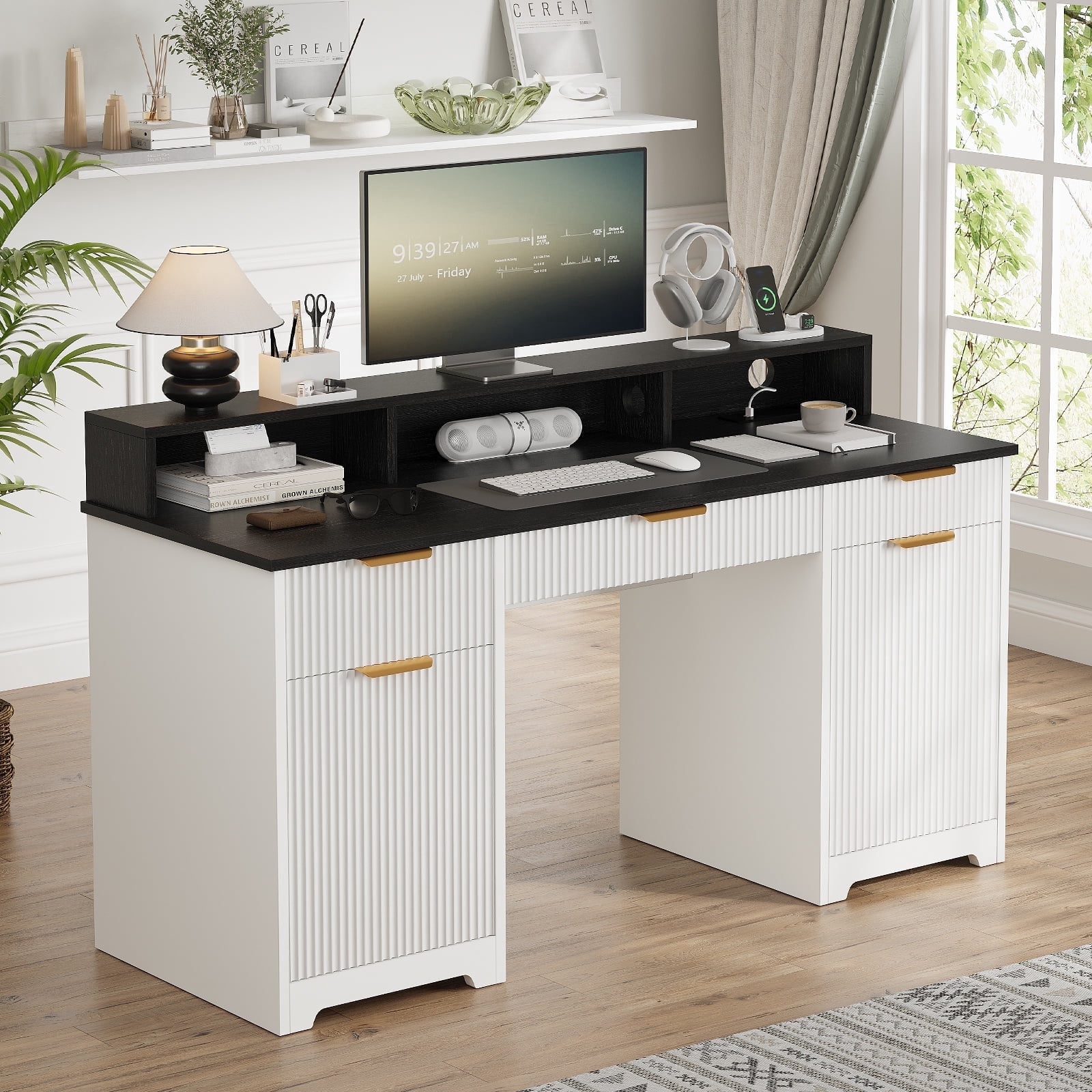 Lumiinofami 59" Executive Office Desk Computer Writing Desk Laptop PC ...