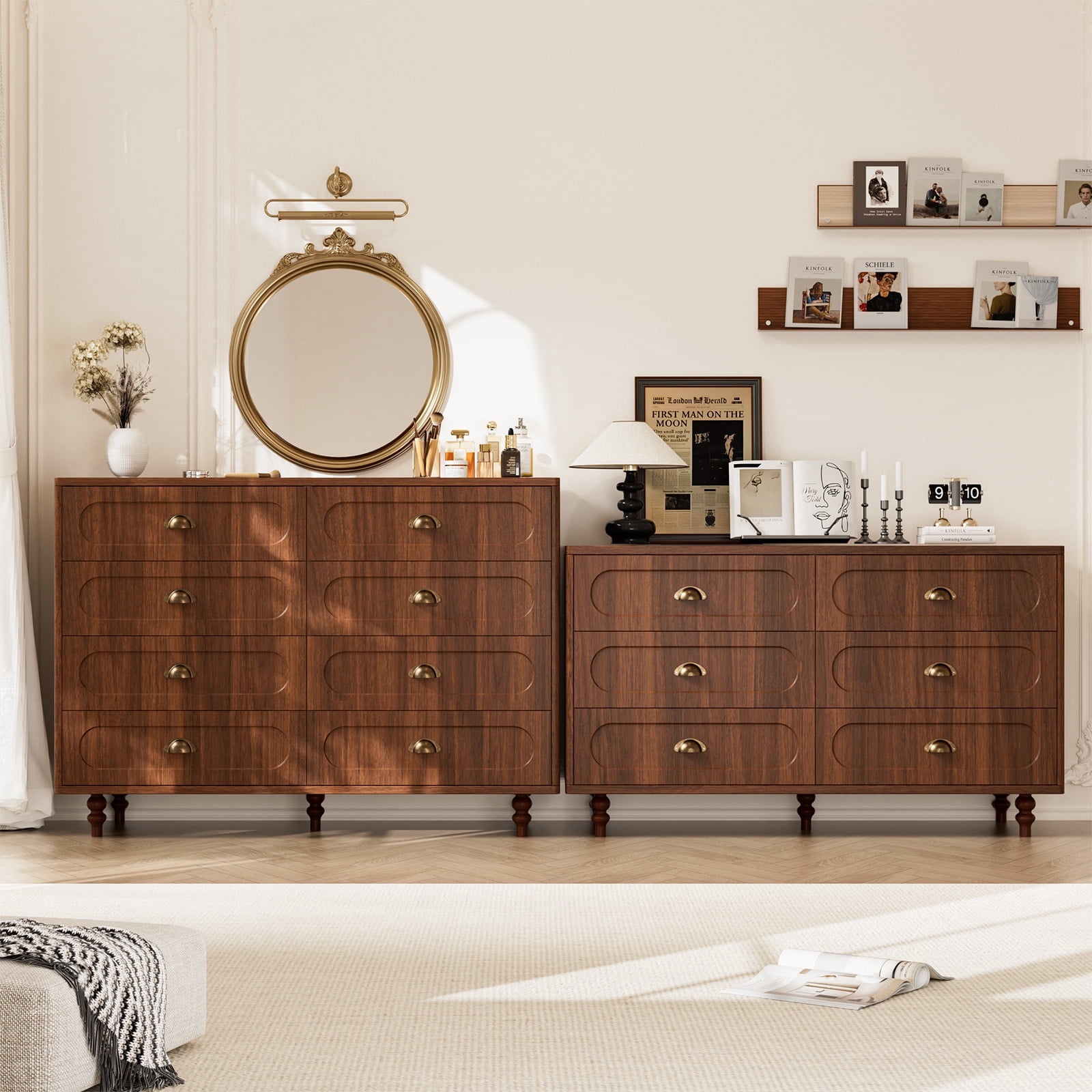 Lumiinofami Mid-Century 6 Drawer and 8 Drawer Dresser Combo for Bedroom ...