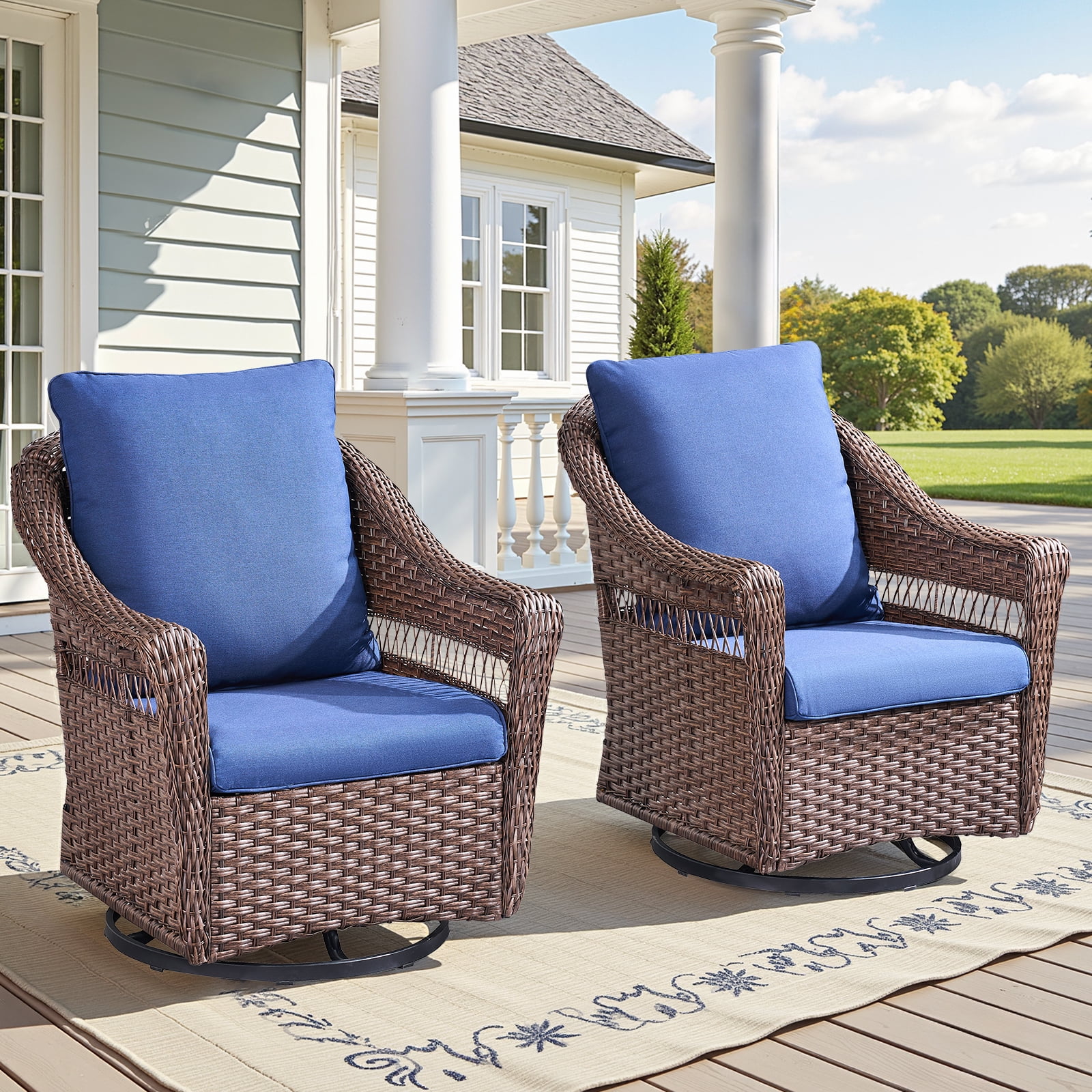 Lumiinofami Outdoor Glider Rocker Chairs Set of 2, Patio All-Weather PE ...