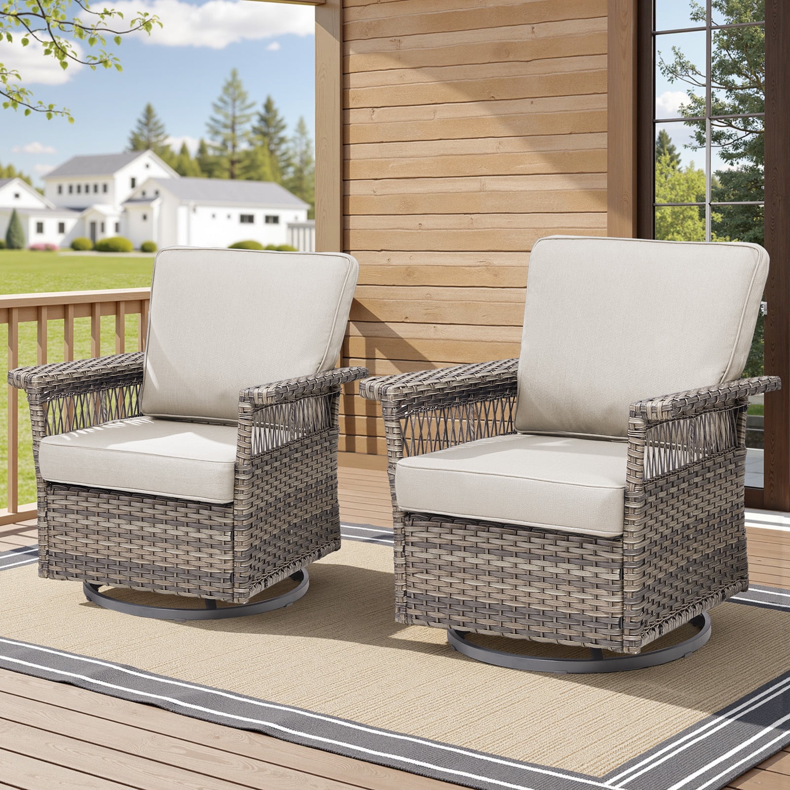 Lumiinofami Outdoor Patio Swivel Rocker Glider Chairs Set of 2, All ...
