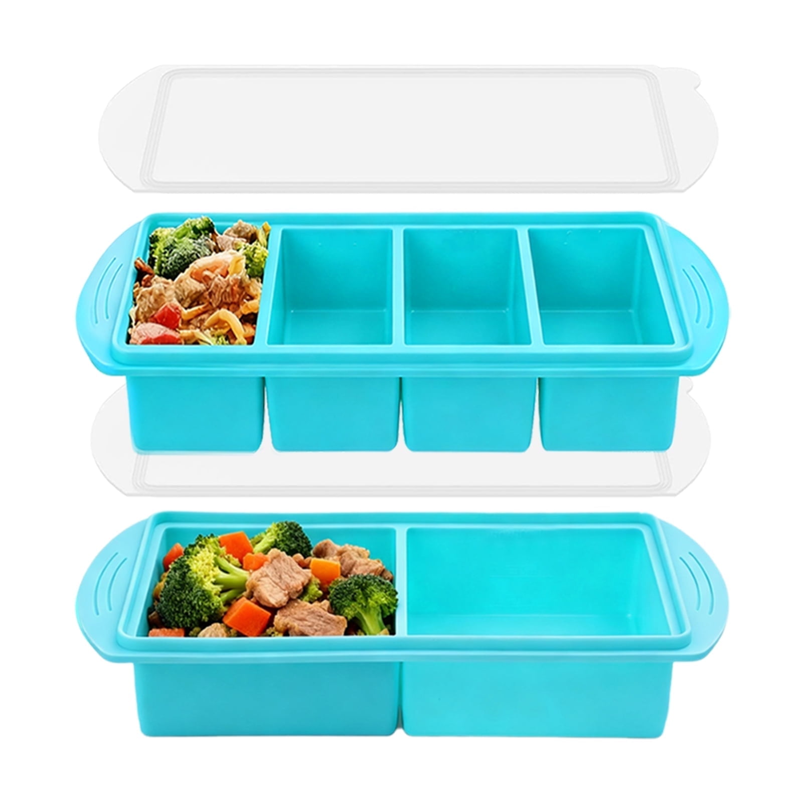 Lumikrypt 2Pcs Silicone Freezer Tray with Lids, 1-Cup & 2-Cup Large ...