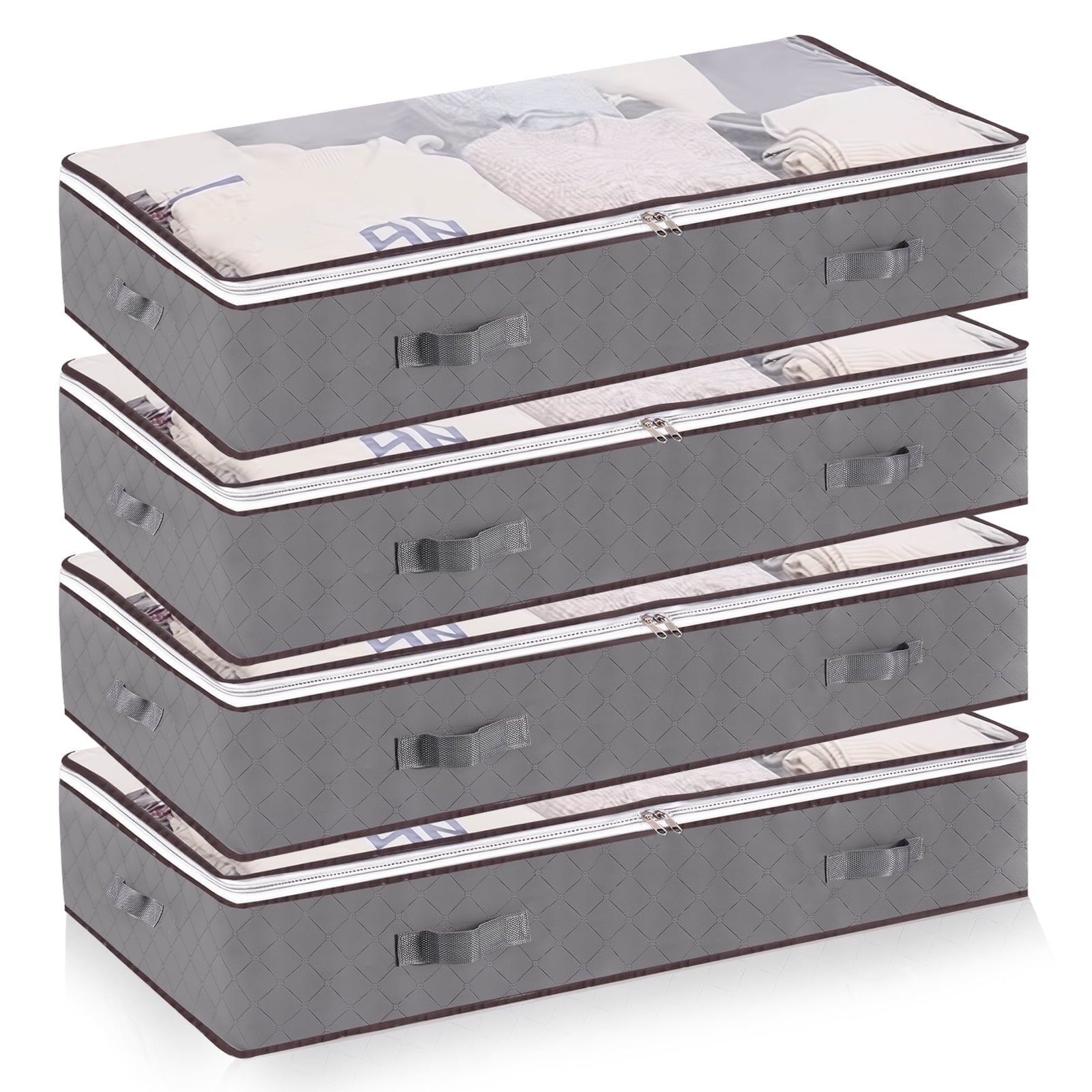 Lumikrypt 4 Pcs Under Bed Storage Containers, Foldable Organizers with ...