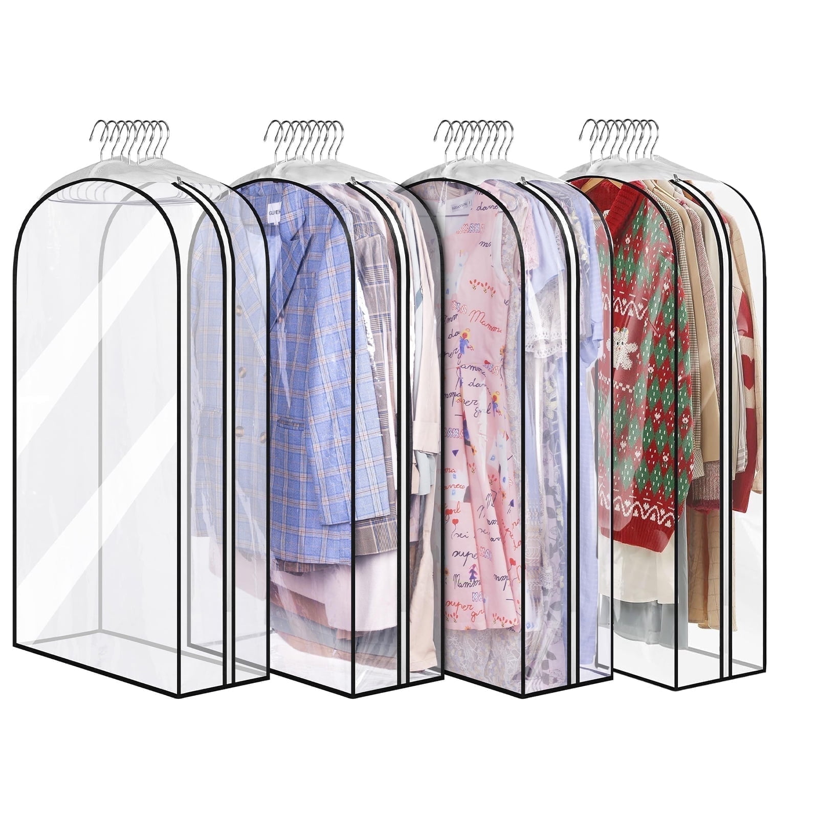 Lumikrypt 4Pack 40" Garment Bags for Hanging Clothes, 10" Gusseted ...