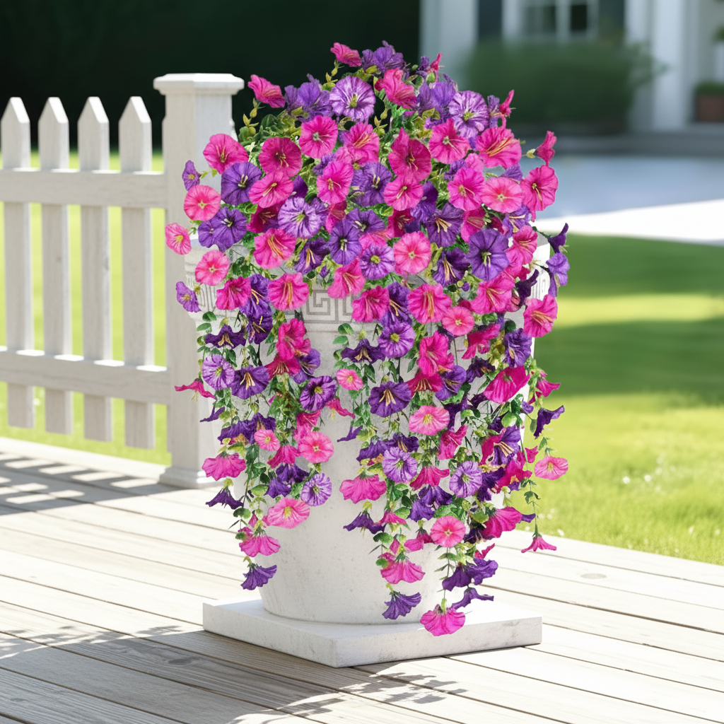 Lumikrypt 4 Pcs Artificial Hanging Morning Glory Flowers, UV Resistant ...