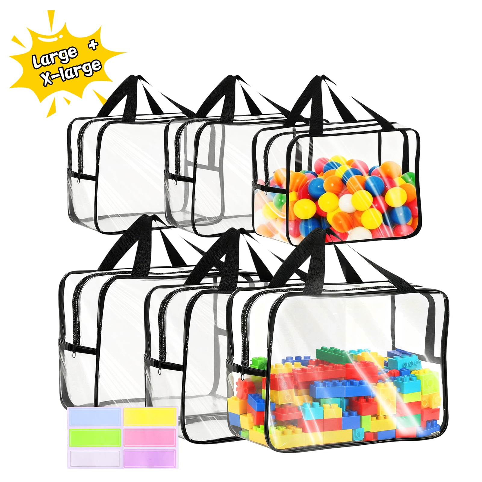 Lumikrypt 6 Pack Clear Toy Storage Bags, Large Toy Organizer with ...