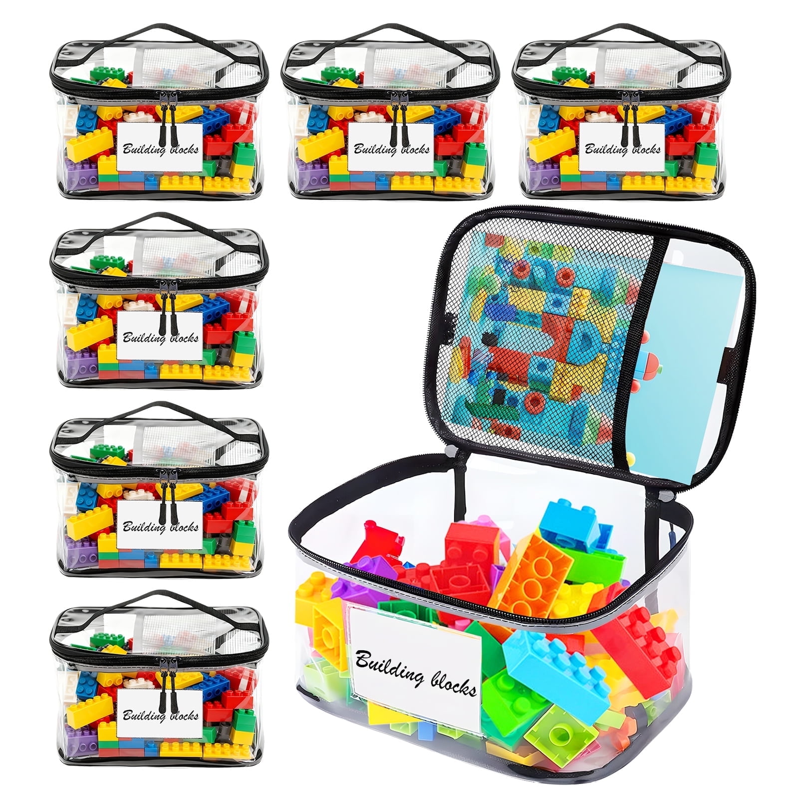Lumikrypt 6 Pack Clear Toy Storage Bags with Name Tag & Manual Pocket ...