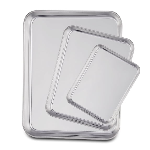 Lumikrypt Baking Sheet Pan Set of 3, Stainless Steel Cookie Sheets for ...