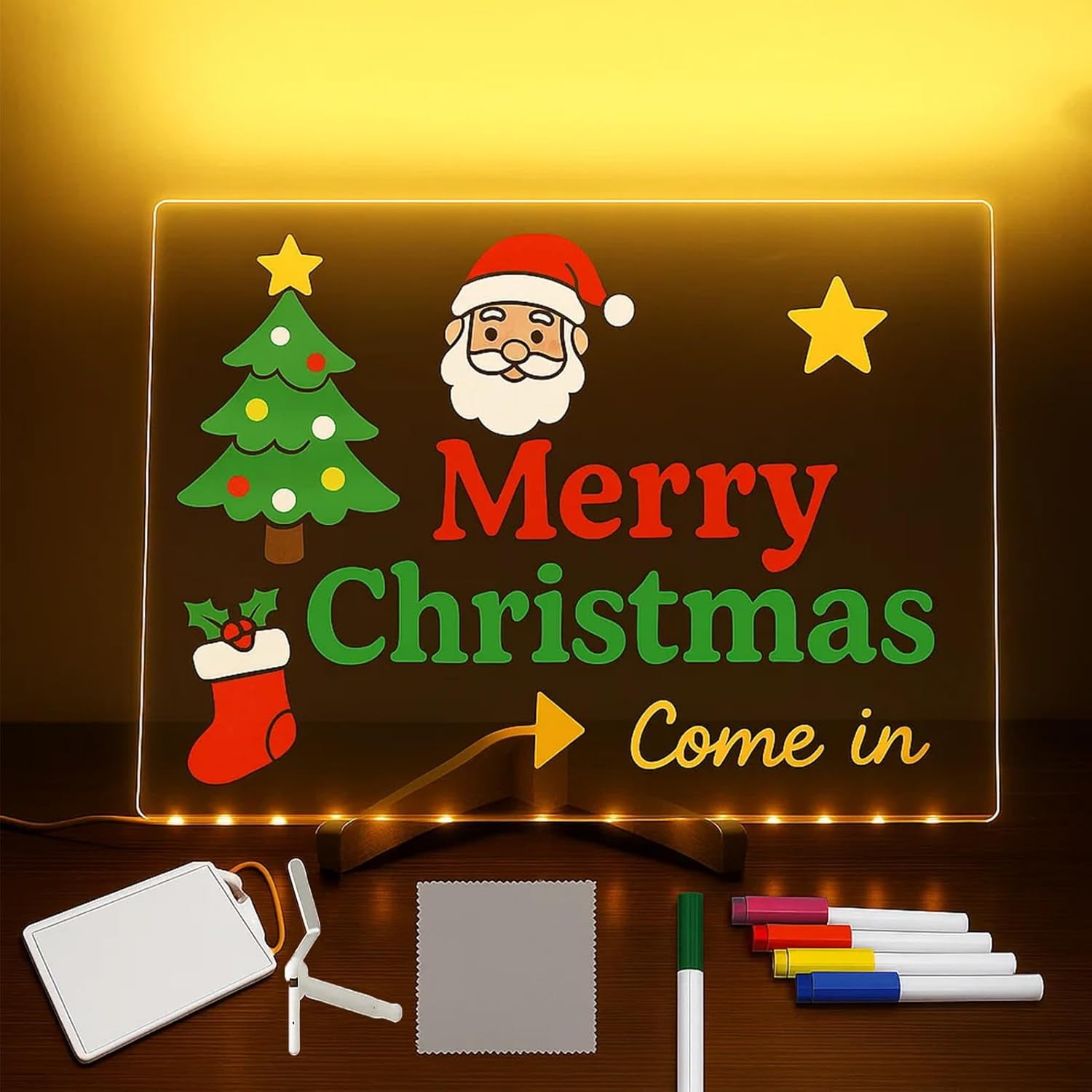 Lumilite LED Drawing Board, Lumilite LED Doodle Board - with 7 Color Pens, DIY Erasable Writing ...