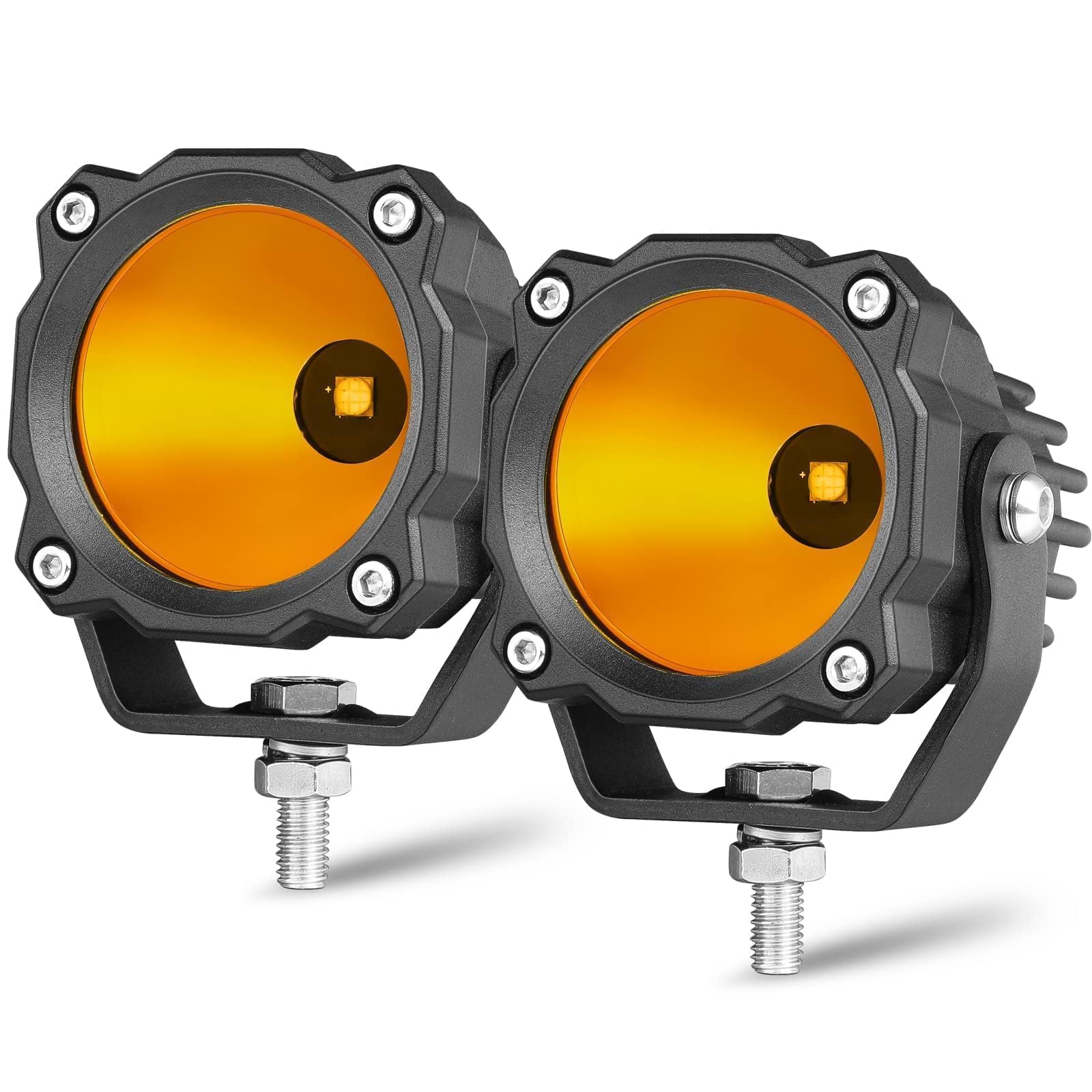 Lumimotor 3 Inch Round LED Pod Lights 50W Spot Amber Motorcycle Driving ...